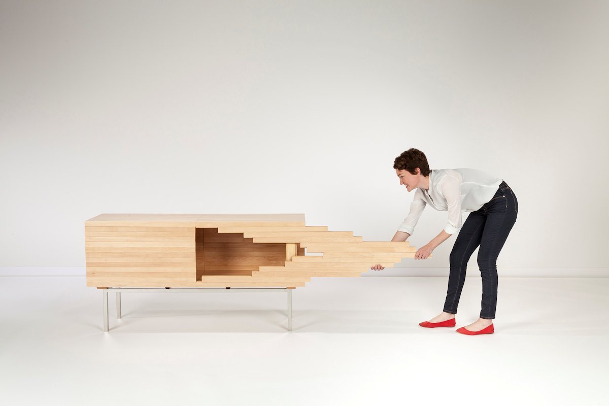 Wooden Cabinet “Explodes” Into Unique Kinetic Design - Gessato