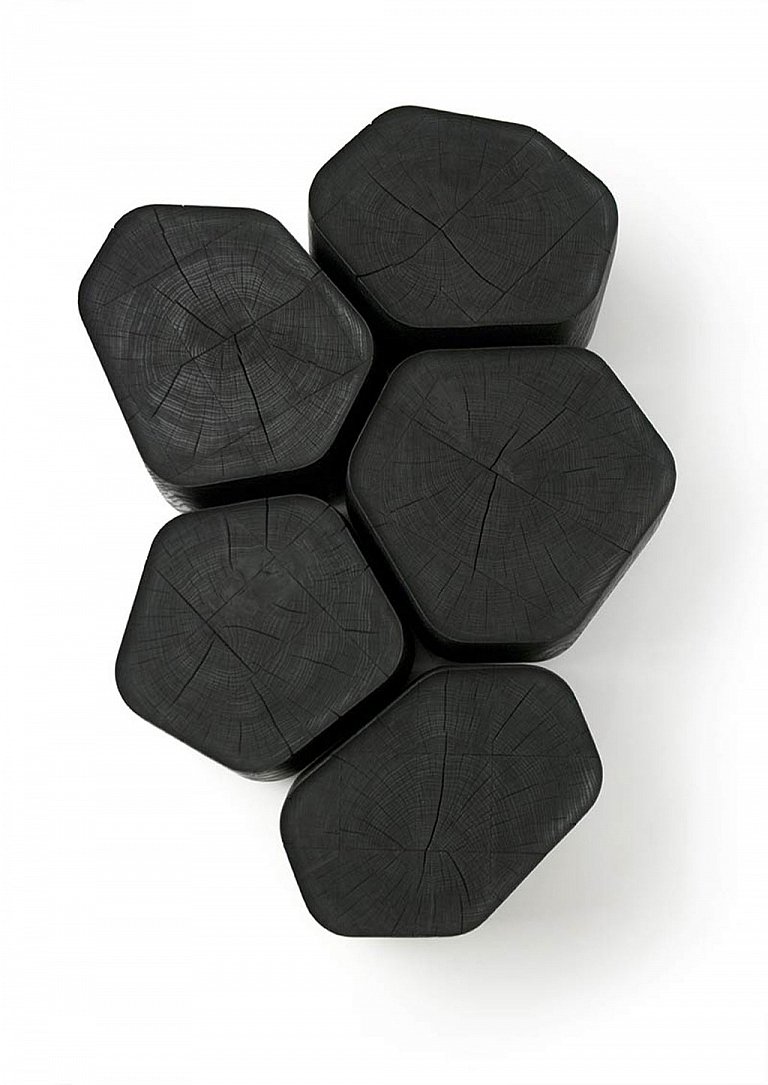 Black Wooden Tables Emulate Volcanic Basalt - Gessato