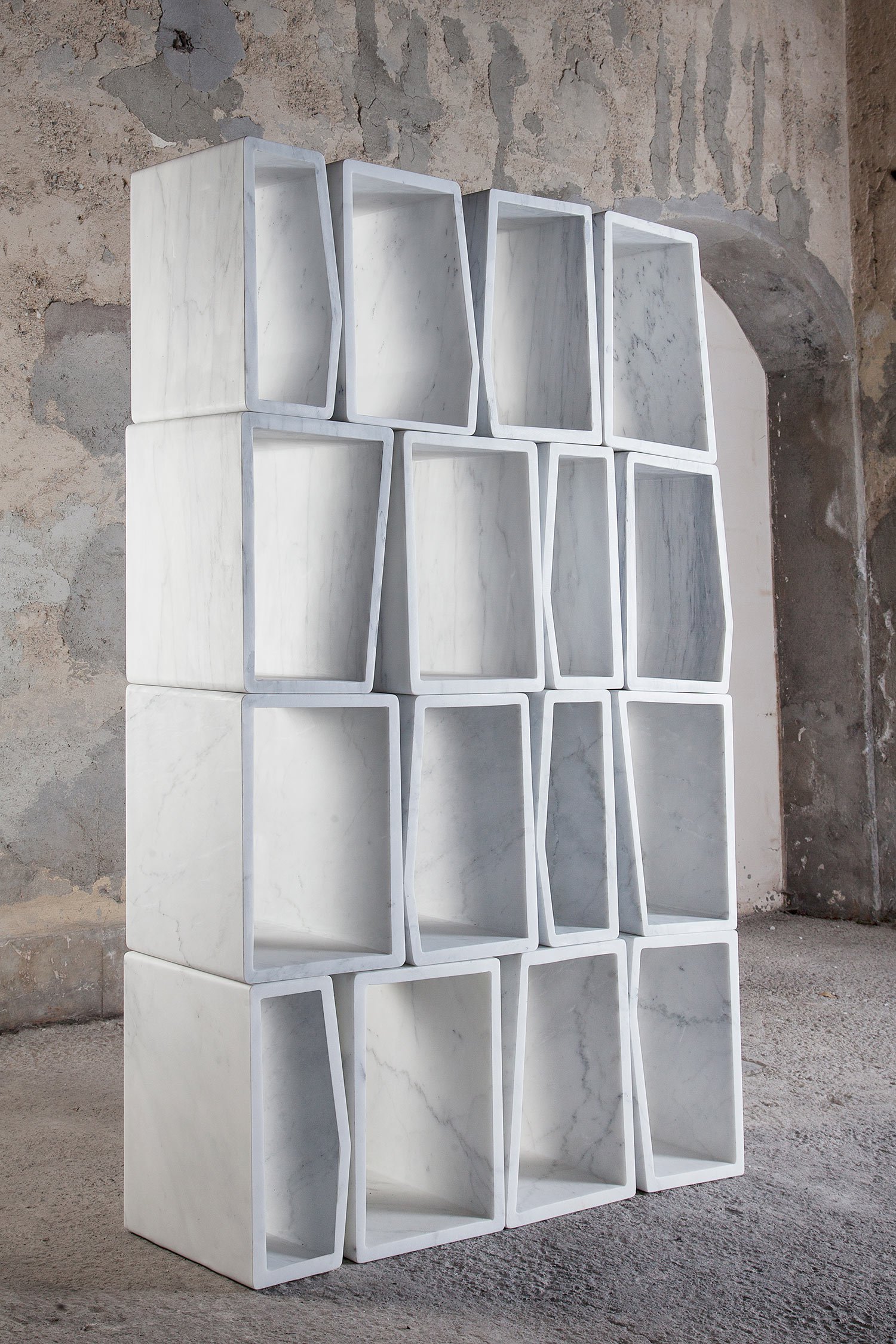 Marmeria: Modular Marble Bookshelf - Gessato